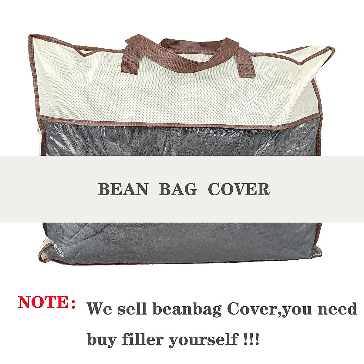 Halatua Bean Bag Sofa Cover (Dark Gray, 6FT(D153*H65cm) ONLY Cover)