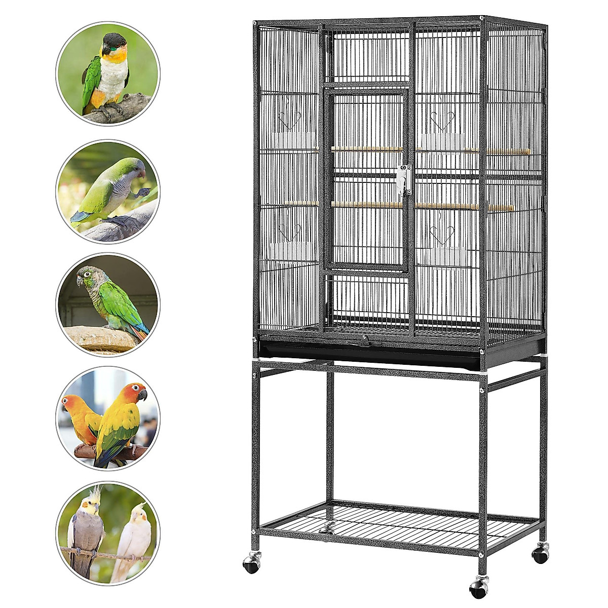 Yaheetech 54-inch Wrought Iron Standing Large Parrot Parakeet Flight Bird Cage for Small Parrot Sun Parakeet Green Cheek Conure Lovebird Budgie Finch Canary Bird Cage with Stand