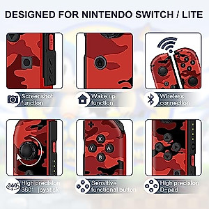 SWCTIM Joypad Controller for Nintendo Switch,Switch Controllers Joypad Supports Screenshot/Wake-up Function/Motion Control/Dual Vibration，Left Right Joypad Replacement for Switch/Lite/OLED(Camo Red)