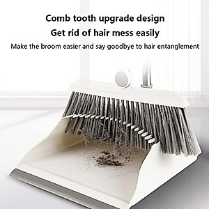 Broom and Dustpan Set, Kitchen Broom and Dustpan Set, Broom with Dustpan Combo Set, Dustpan and Broom Set Long Handle, for Indoor Outdoor Garage Kitchen Room Office Lobby Use
