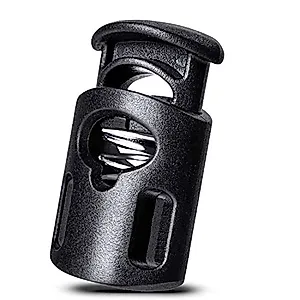 AQRINGO Plastic Cord Locks Upgraded Single Hole Spring Toggle Stopper Cord Stops Fastener Toggles for Shoelaces, Drawstrings, Paracord, Bags, Clothing, and More (10Pcs, Black)