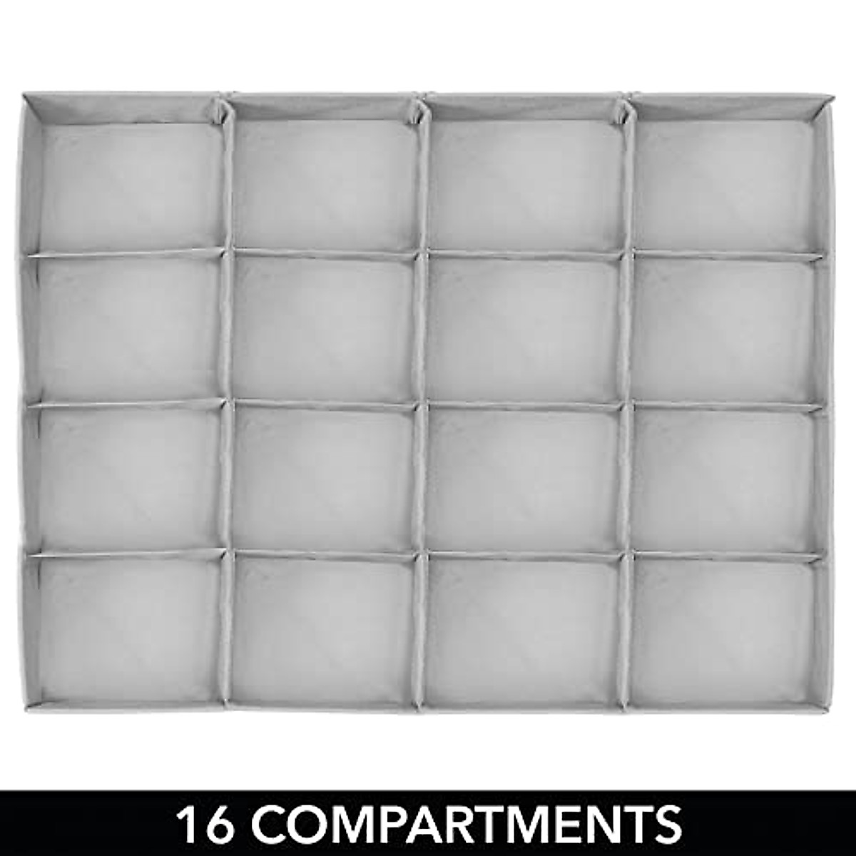 mDesign Soft Fabric Dresser Drawer and Closet Storage Organizer for Child/Kids Room and Nursery - Large 16 Section Organizer - Polka Dot Print - Light Gray/White