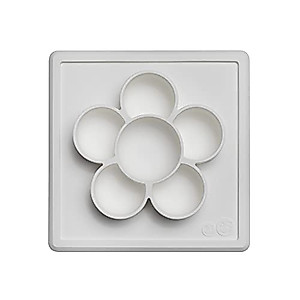ezpz Mini Play Mat - 100% Silicone Suction Flower Plate with Built-in Placemat for Infants + Toddlers - Crafting + Snacks - Divided Plate - Dishwasher Safe (Cream)