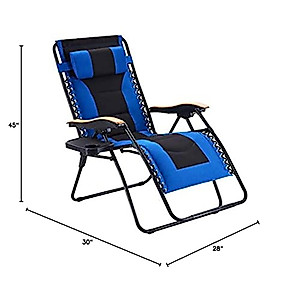 VICLLAX Oversized Padded Zero Gravity Chair XXL Folding Patio Lounge Recliner with Cup Holder for Outdoor Indoor, 350lbs Weight Capacity, Grey/Navy