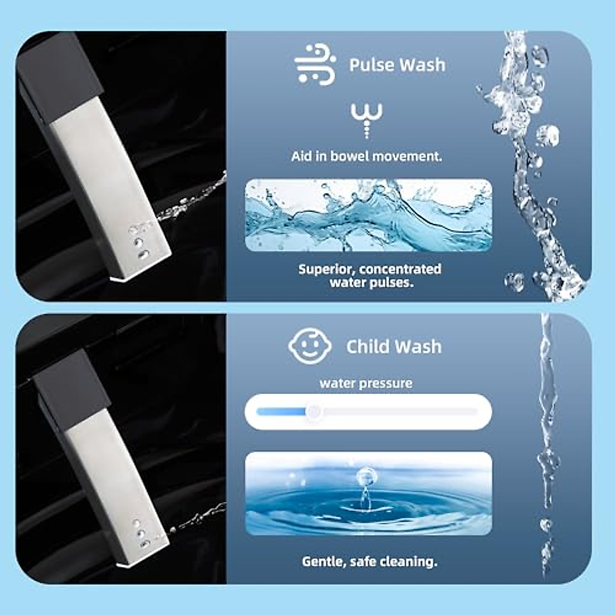 WOODBRIDGE Square Smart Bidet Toilet with Auto Open & Close, Foot Sensor, Auto Flush, Multiple Spray Modes, Heated Seat, Warm Water and Air Dryer, Auto LED Nightlight, Matte Black, EBT-MB03