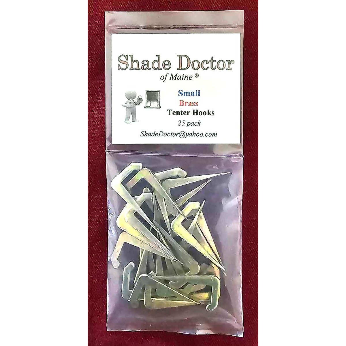 Shade Doctor of Maine Small Brass Plated Tenter Hooks - 25 Pack