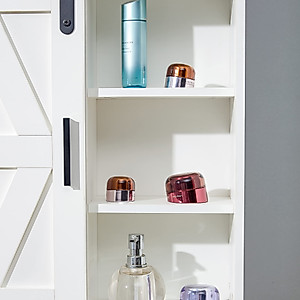 SQLIFE Bathroom Wall Cabinet, Medicine Cabinet with Adjustable Door, Over The Toilet Storage Wall Mounted Cabinets for Bathroom Laundry Room Kitchen, Cupboard (White)