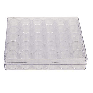 The Beadsmith Personality Case - Clear Storage Organizer Box, 6.4 x 5.4 x 1.25 inches - Includes 30 Small Containers with lids – 1 x 1.1 inches, Bead Holder