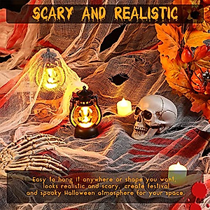 Tatuo 6 Pack Halloween Creepy Cloth Decorations 30 by 72 Inch Spooky Halloween Netting Gauze Fabric Spider Web Cheesecloth for Party for Home Outdoors(White,Bloody Hands)