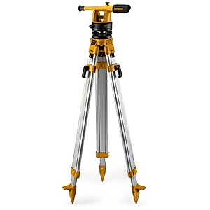 DEWALT Transit Level, Surveying Tool with Tripod and Rod, 20X Magnification (DW090PK), Yellow & Black