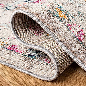 SAFAVIEH Madison Collection 3' x 5' Taupe / Ivory MAD468E Boho Chic Medallion Distressed Non-Shedding Living Room Bedroom Accent Rug