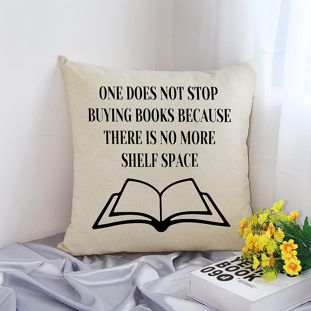 Sazuwu Book Lovers Gift for Women Pillowcase Reading Lovers Gift Librarian Gifts Throw Pillow Case Motivational Sign Cotton Linen Home Decorative Pillow Cover Inspirational Cushion Cover