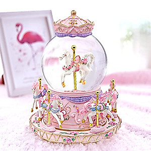 Carousel Horse Music Box Gift, Carousel Snow Globe with Lights Gifts for Kids Daughter Woman Girls Mom Wife Christmas Birthday Valentine Play You are My Sunshine