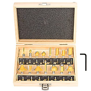 Router Bits Set 1/4 Inch Shank - Set of 15 Pieces, BAIDETS Tungsten Carbide Wood Router Bits, Woodwork Tools