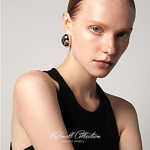 KELMALL Gold Plated Bold Gloss Square Oval Hoop Earrings for Women Chunky Large Geometric Drop Dangle Statement Earrings- Gift Box Packed