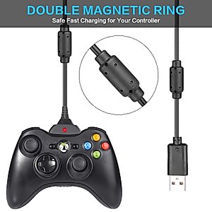 Charger for Xbox 360 Controller, USB Charging Cable Compatible with Microsoft Xbox 360 Slim Controllers Game