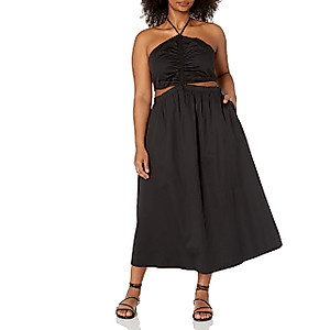 The Drop Women's Brinda Cotton Cutout Halter Maxi Dress, Black, L