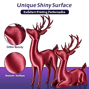 ERYONE Sparkly Glitter Shining PLA Filament for 3D Printer, 1.75mm +/-0.03mm, 1kg(2.2LBS)/Spool, Red