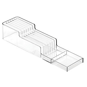 mDesign 2-Tier Plastic In-Drawer Knife Block - Storage and Organizer for Knives - Holds Up To 12 Knives - For Kitchen Drawers - Clear