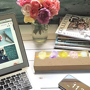 4.33 Inch Rectangle Display Pedestal, Wooden Light Display Stand LED Base Art Lights Display Pedestal Crystal Wood Lighted Base Stand for Crystal Display Glass Art Pedestal Paperweighs (4 Pcs)