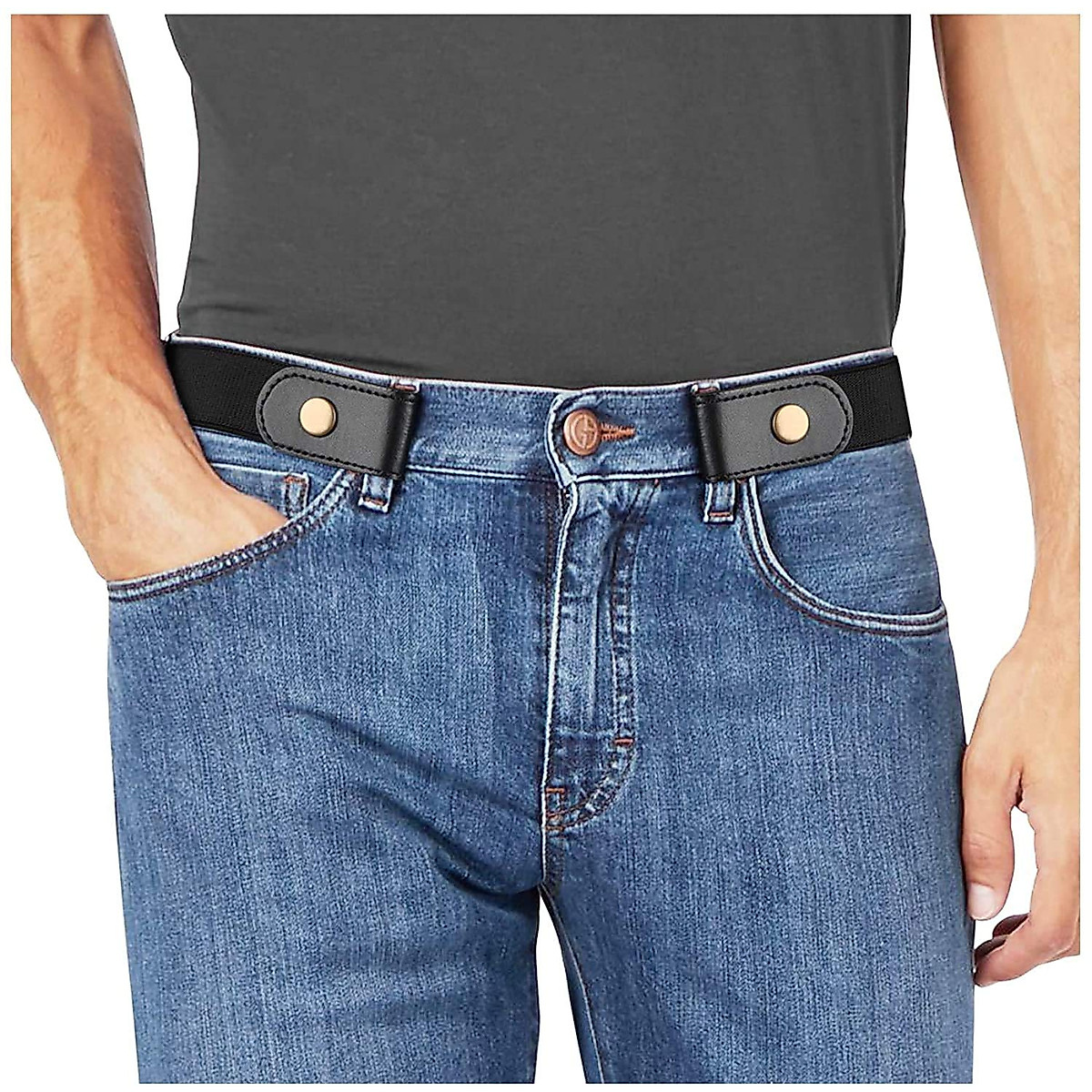 WERFORU 4 Pack No Buckle Show Belt for Men Buckle Free Stretch Belt for Jeans Pants 1.38 Inches Wide (C-Black+Coffee+Blue+Yellow, Suit for Pants Size 30"-48")