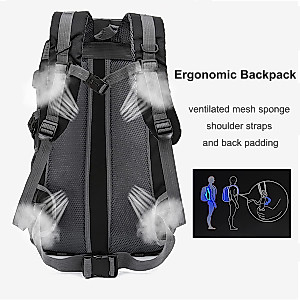 TianYaOutDoor 40L Hiking Backpack for Men Women Waterproof Lightweight Small Travel Backpack with USB Charging Port (Navy)