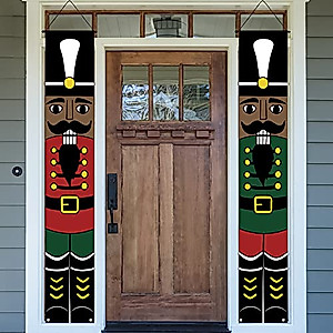 Black Nutcracker Christmas Decorations African American Nutcracker Porch Banner Outdoor Christmas Nutcracker Decorations and Supplies for Home Party