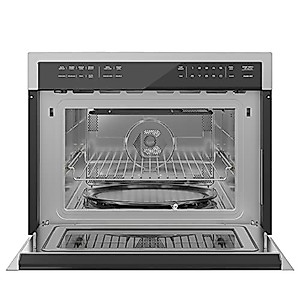 KoolMore KM-CWO24-SS 24 Inch Built-in Convection Oven and Microwave Combination with Broil, Soft Close Door, 1000 Watt Power, Stainless Steel Finish, Touch Control LCD Display, 1.6 Cu. Ft, Silver