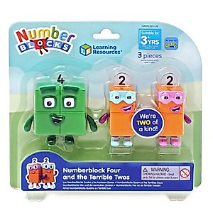 Learning Resources Numberblocks Four and The Terrible Twos, Official Collectible Toys, Includes Numberblocks Four and 2 x The Terrible Two, with Posable Arms for Realistic Play, Suitable for Display