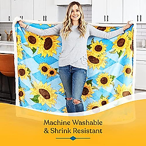 Sunflower Blanket - 50x60 Inch Lightweight and Luxuriously Ultra Soft Bright and Cheerful Sunflower Throw Blanket - Beautiful Sunflower Decor for Bedroom or Living Room