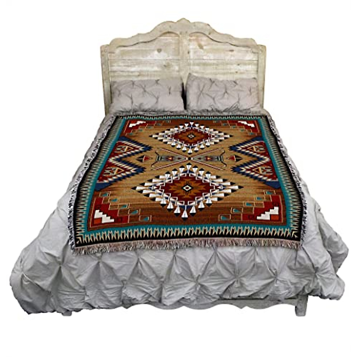 Pure Country Weavers Brazos Blanket - Southwest Native American Inspired - Gift Tapestry Throw Woven from Cotton - Made in The USA (72x54)