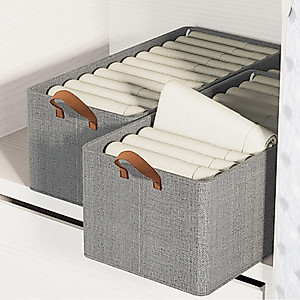 YIWULA Clothing Storage Bins,Closet Bin with Handles, Foldable Storage Baskets, Sturdy Steel Frame,Fabric Containers Storage Boxes for Organizing Shelves (Grey)