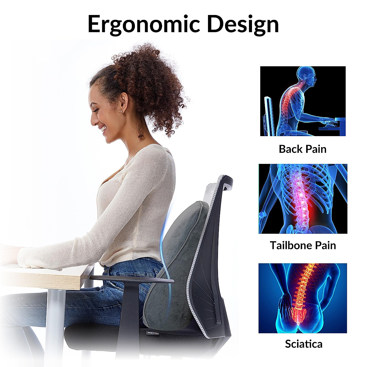 Snailax Heated Lumbar Support Pillow for Office Chair, Back Support Pillow for Car with Vibration, Chair Support for Lower Back, 3 Heat Levels & 3 Massage Modes, Back Massager with Heat, Gifts