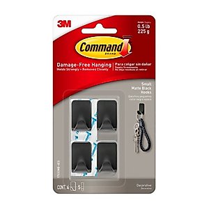 Command 3M [Removable]: Small Matte Black Hooks [4 Hooks/Pack] (Matte Black)