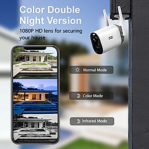 DCT Security Camera Wireless Outdoor,Battery Powered 1080P HD Color Night Vision for Home WiFi Security Camera,AI Motion Detection, Siren Alarm and Spotlight, 2-Way Audio, SD/Cloud,IP65 Waterproof