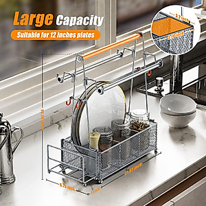 PHINOX Utensil Caddy, Silverware Caddy Condiment Caddy, Utensil Holder for Party, Picnic Flatware Caddy with Handle and Paper Towel Roll Holders, Utensil Cutlery Caddy for Camping, Kitchen (Silver)