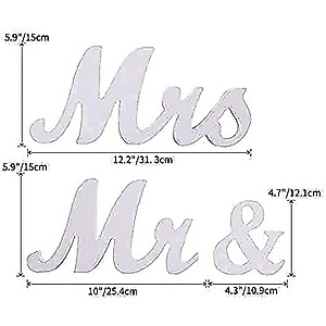VIOPVERY Mr and Mrs Sign for Wedding Table,Large Wooden Letters Mr & Miss Signs for Sweetheart Table,Photo Props Wedding Decorations for Anniversary,White
