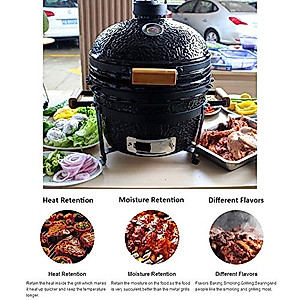 RJMOLU Ceramic BBQ Charcoal Kamado Grill Smoker, Roaster and Grill, Portable Tabletop BBQ Grillfor Picnic Garden Terrace Camping Travel