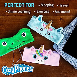 CozyPhones Kids Headphones Volume Limited with Thin Speakers & Super Soft Fleece Headband - Perfect Toddlers & Children's Earphones for Home, School & Travel - Lion