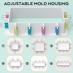 Nicpro Adjustable Molds Housing for Silicone Mold Making, Reusable Plastic Housing Frame Mold Making Silicone Rubber, for DIY Resin Molds, Soap Molds, Candle Molds with Binder Clips, Double-Sided Tape
