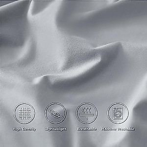 Bedsure 100% Cotton Sheets Queen Size - Soft Percale Sheets, 4 Pieces Grey Sheet Set, Breathable Cooling Queen Sheets, Cotton Bed Sheets with Deep Pocket Up to 16", Bedding Sheets & Pillowcases