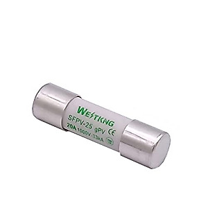 100Pcs PV Solar Fuse 1000V DC 10 * 38mm 1A 3A 5A 10A 15A 20A 25A 30A for Photovoltaic Power System (Size : 20A)