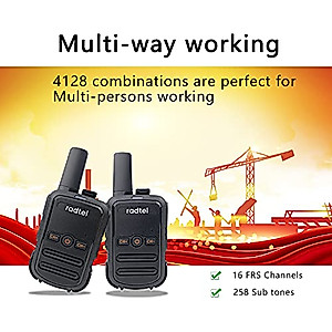 Radtel RT12 Walkie Talkies for Adults Rechargeable 2 Pack, Long Range Handheld FRS Two Way Radio 16CH Handsfree VOX for Camping Hiking (Black)