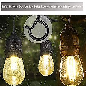 Screw Hooks for Hanging, 6 Packs Safety Buckle Design Q-Hanger for Outdoor String Lights, Outdoor Hooks for Hanging Plants Windproof Cup Hooks for Wind Chime and Baskets, Black