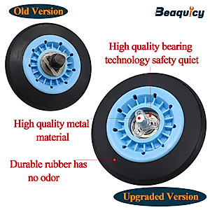 (𝟮𝟬𝟮𝟰 𝙐𝙥𝙜𝙧𝙖𝙙𝙚𝙙) DC97-16782A Dryer Drum Roller with Update Bearings by Beaquicy - DC97-16782E Replacement for Samsung Dryer-Replaces DC97-07523A PS4221885 AP5325135 - Pack of 4