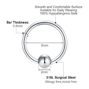 AVYRING 22G or 20G Nose Rings Hoop Stainless Steel Nose Nostril Septum Rings Lip rings Medusa Piercing Jewelry