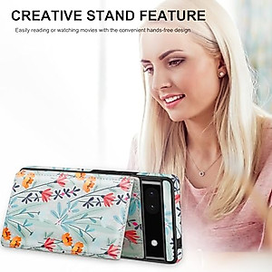 Bizzib for Google Pixel 6A Case Leather Wallet with Card Holder, Flip Cover Kickstand Magnetic Closure Shockproof Heavy Duty Protective Case for Google Pixel 6A,Yellow Floral