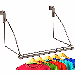 HOLDN’ STORAGE Over The Door Hanger - Door Rack Hangers for Clothes - Bathroom Over Door Hanger for Hanging Clothes & Towels - Over The Door Clothes Drying Rack, Gray