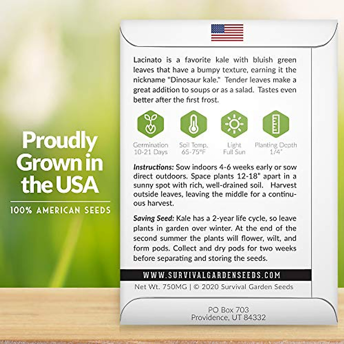 Survival Garden Seeds - Lacinato Kale Seed for Planting - Packet with Instructions to Plant and Grow in Your Home Vegetable Garden - Non-GMO Heirloom Variety