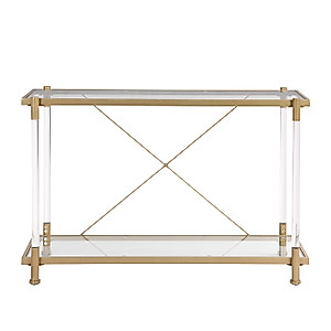 Sybrioka Glass Console Tables for Entryway Living Room, Acrylic Gold Sofa Side Table Metal Leg, Long Narrow Entryway Table with Storage for Small Space Hallway(Golden, Entryway Table)